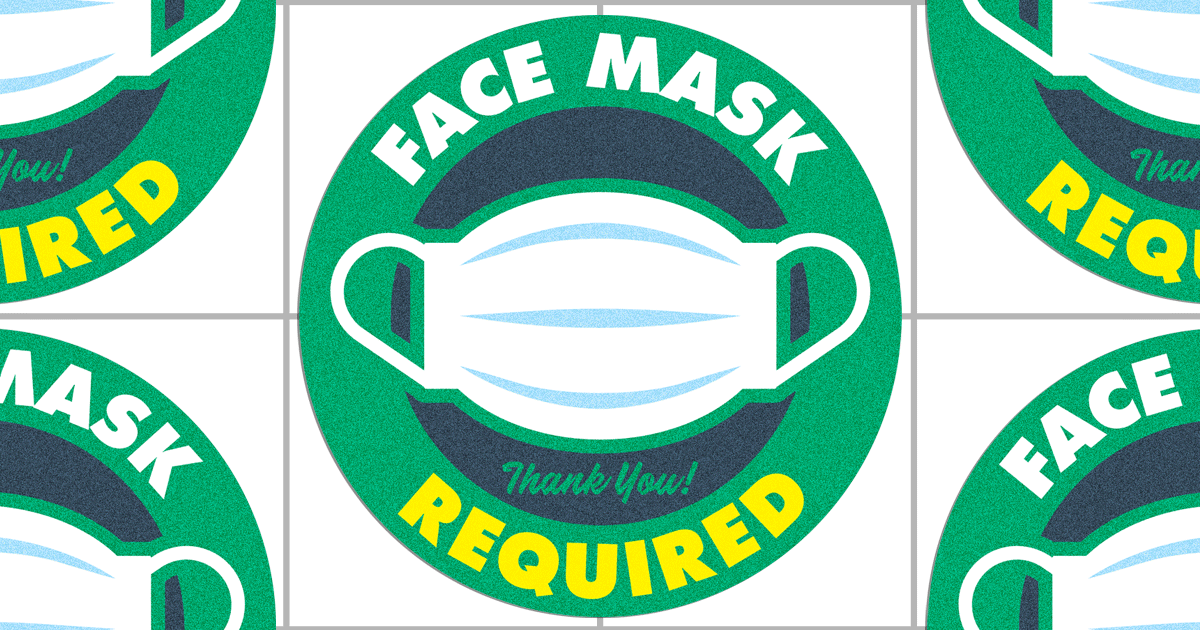 Face Mask Required Floor Decal (Green) | Social Distancing Floor Decals