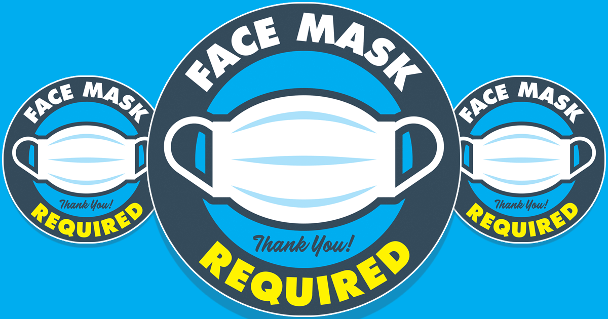 Face Mask Required Vinyl Sticker (Blue) | Coronavirus Stickers