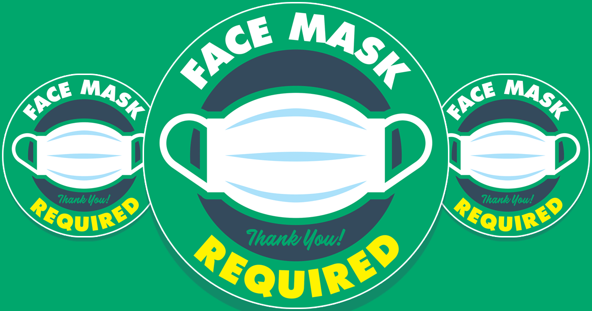 Face Mask Required Vinyl Sticker (Green) | Coronavirus Stickers